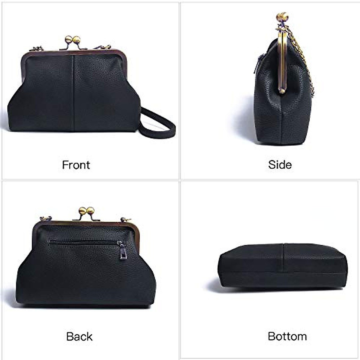 Lanpet Women Classical Kiss Lock Clutch with Chain Strap Shoulder Bag Purse Wallet