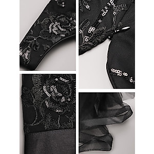 Ever-Pretty Women's Crew Neck Pleated Waist Short Sleeve Wedding Guest Dress Chiffon Bridesmaid Dresses Black US10