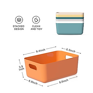 PAASTAI 7 Pack Plastic Storage Small Bins 9.4"X6.5"X3.9" Classroom Bins Organizing Containers for Pantry Kitchen, Cupboard box,and Bathroom Organizer