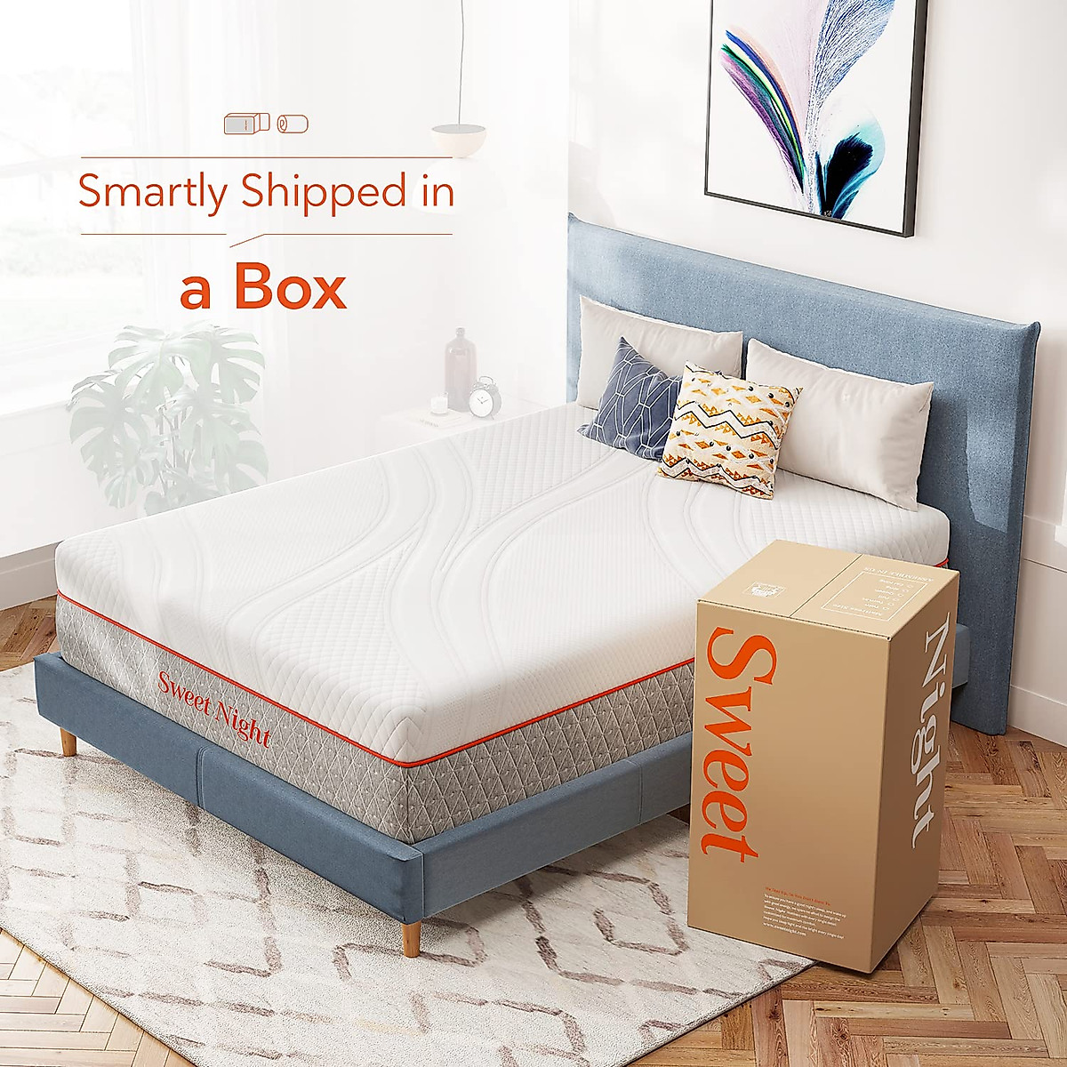 Sweetnight King Size Mattress, 14 Inch King Memory Foam Mattress in a Box, Double Sides Flippable King Bed Mattress, Gel Infused and Perforated Foam for Cool Sleep and Pressure Relief