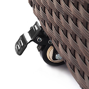 hadantto Outdoor Patio Wicker Large Storage Container Deck Box - All-Weather Resin Rattan, Antirust Aluminum Frame, Holds up to 330lbs