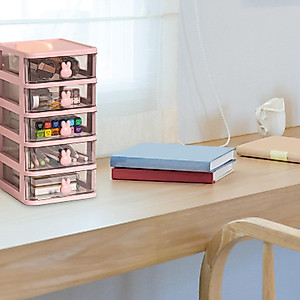 Dosulou Stackable Makeup Organizer and Storage - Clear Plasticss Storage Drawer with Pull-Out Handles | Multi-use Organizing Bins for Kitchen, Bedroom, Bathroom, Offices, Utensils, Makeup, Jewellery