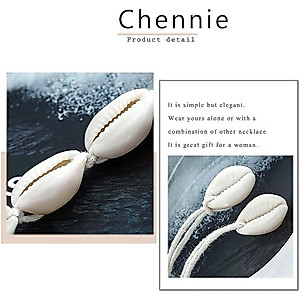 Chennie Boho Cowrie Shell Choker Necklace Beach Puka Seashell Necklaces Adjustable Rope Jewelry with Anklets for Women (A Ivory)