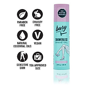 Shave Gel/Cream by Busy Beauty (Pack of 2) | Shaving Cream for Women | Shave Without Water | Razor Shaving Cream,Lotion, Bikini Area,Travel Size Bottle,Natural, Moisturizer,Sensitive Skin 2x3.4 Ounce