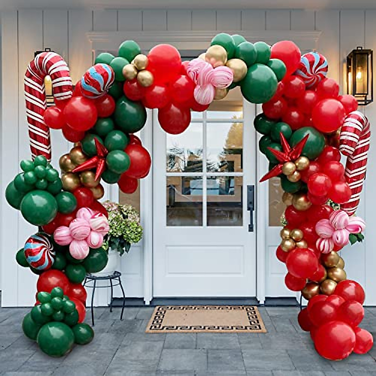 Beliueyes Christmas Balloon Garland Arch Kit 153pcs Doubled Stuffed Red Green Gold Balloons Party Decorations for Xmas Snow Kids Birthday New Year Decor