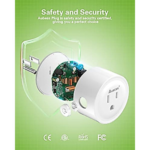Aubess Smart Plugs with Energy Monitoring, Smart Plugs That Work with Alexa & Google Assistant, Alexa Smart Outlet Plug with Timer, Schedule, VeSync APP Remote Control, No Hub Required, White