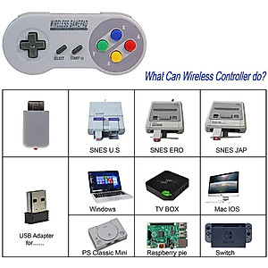 Wireless Controller (2ps) for SNES Game Controller with USB Wireless Receiver can Play with The Windows, iOS, Linx, Android Devices
