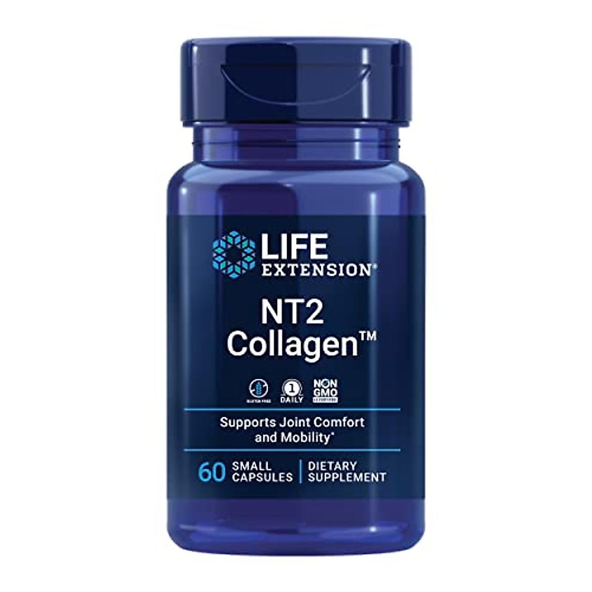 Life Extension NT2 Collagen - Undenatured Type II Collagen Supplement to Support Joint Mobility – Type 2 Collagen for Joints Cartilage Health - Non-GMO, Gluten-Free, Once-Daily - 60 Small Capsules