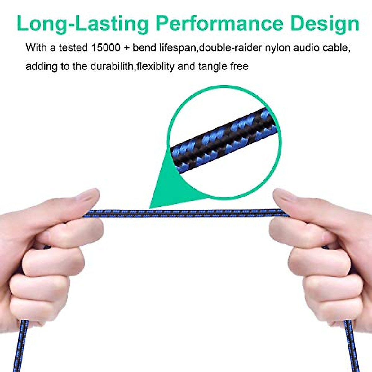 NC XQIN RCA to 3.5mm, 3.5mm to RCA Cable 20 ft RCA to Aux HiFi Sound 3.5mm to RCA Audio Cable Nylon Braided Aux to RCA Cord for Smartphones, MP3, Tablets, Speakers, HDTV