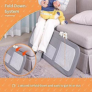 Bed Rail For Toddlers, 180° Up Side Down Foldable Baby Bed Rail Guard For Kids, Portable Baby Bed Fence, Infants Bed Guardrail For Travelling Hotel, Home Use, Full Twin Queen King Mattress (59'')