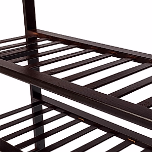 Bamboo 4 Tier Shoe Rack - Shoe Storage Shelf, Industrial Shoe Tower, Narrow Shoe Organizer Entryway Freestanding Shoe Cabinet Organizer Storage Rack - Storage Shelf for Narrow Closet, Hallway, Black