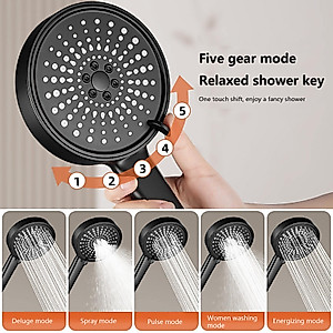 Shower Head - High-Pressure Handheld Showerhead with Carbon Filter - Hard Water Softener Filtered Shower Head, High Pressure 5 Spray Modes Handheld Shower Head (10x5in)