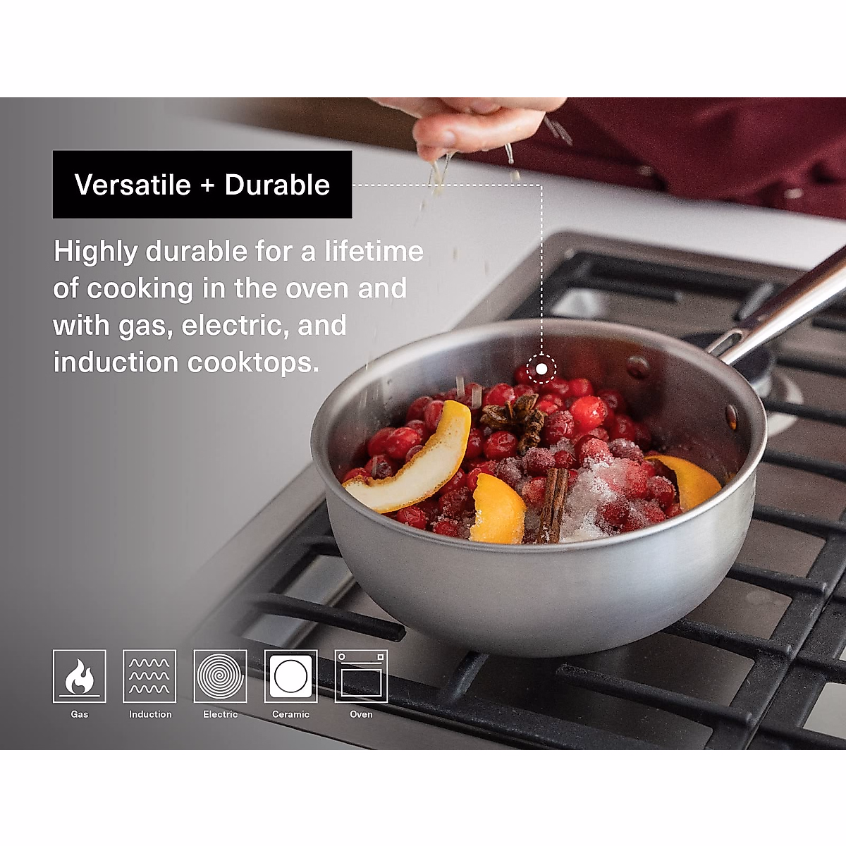 Misen Premium Saucier Pan with Lid & Stay Cool Handle - 5-Ply Stainless Steel Cookware - Gas, Electric & Induction Cooking, Thick Bottom, Nonstick Interior, Heats Evenly - 3 Quarts