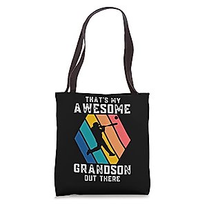 Vintage That's My Awesome Grandson Out There Baseball Lovers Tote Bag