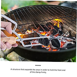 CLISPEED 2 Pcs Fire Tongs Clip Challah Bread Stainless Steel Grill Tongs Camping Oven Garden Nabber Trash Claw Pick up Firewood Tong Charcoal Clip Barbecue Charcoal Clamp BBQ Charcoal Clamp