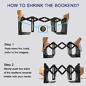 DARUITE Adjustable Bookends for Shelves Book Ends to Hold Books Bookends for Heavy Books Office Desk Book Organizer Non-Skid Bookend(Black x 1)