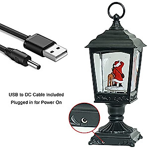 Eldnacele Christmas Musical Snow Globe Lantern Santa with 6H Timer, USB/Battery Operated Lighted Water Glittering Lantern for Adults and Kids Christmas Table Centerpiece Decoration