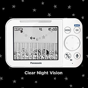 Panasonic Baby Monitor with Camera and Audio, 3.5” Color Video, Extra Long Range, Secure Connection, 2-Way Talk, Soothing Sounds, Remote Pan, Tilt, Zoom - 1 Camera - KX-HN4101W (White)