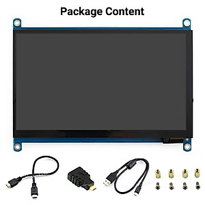 [Latest Version] Waveshare 7inch Capacitive Touch Screen LCD Monitor for RPi 400 4 3 Model B Compatible with All Versions of Raspberry Pi Windows with HDMI/VGA Port