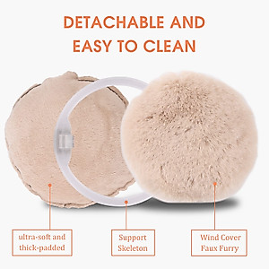 Yuoahcn Women Girls Ear Muffs Fashion Warm Plush Earmuffs Winter Foldable Ear Warmer Windproof Adjustable Earmuff (Khaki)