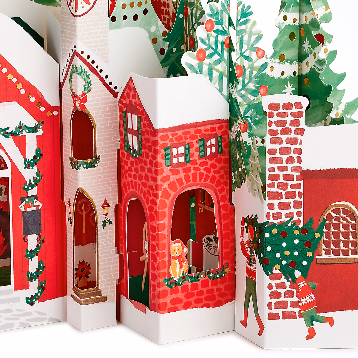 Hallmark Paper Wonder Pop Up Jumbo Christmas Card Holiday Tabletop Decor (Accordion Fold Christmas Village)