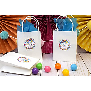 Rainbow Unicorn Roller Skating Themed Thank You Sticker Labels for Kids, 40 2" Party Circle Stickers by AmandaCreation, Great for Party Favors, Envelope Seals & Goodie Bags