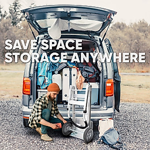 Olympia Tools 500LB Aluminum Appliance Folding Hand Truck - Foldable Heavy Duty Moving Furniture Dolly Cart with 2-Wheels 8" TPR & Ergonomic Handle - Light Weight Trolley Hand Trucks for Moving