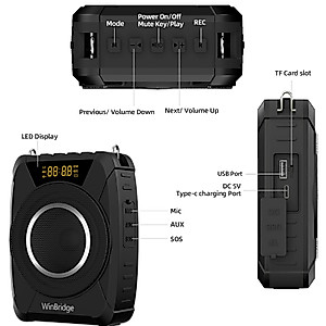 20W Bluetooth Voice Amplifier Wireless Microphone for Teachers, Portable Waterproof Voice Amplifier for Teaching, Speaking, Classroom, Personal Mic Headset and Speaker System M801