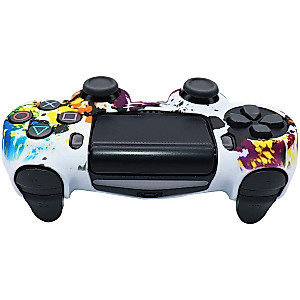 Sofunii 2pcs Skin for PS4 Controller, Anti-Slip Silicone Cover Shell Case with 8 Thumb Grip Caps, Compatible with PlaySation 4 Slim/Pro Controller DualShock 4 Gamepad (Black White)