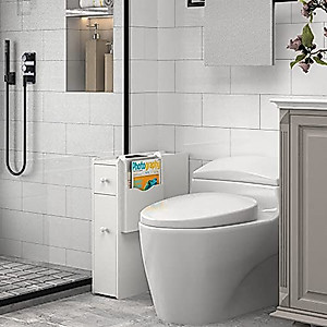 Organizedlife Freestanding Bathroom Cabinet, Wooden Floor Cabinet Toilet, Paper Holder Organizer, Toilet Paper Holder, Corner Cabinet Without Assembly