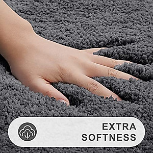 Buganda Microfiber Bathroom Rugs (24 x 17, Grey) Shaggy Soft and Absorbent, Non Slip, Thick Plush, Machine Washable Bath Mat and Bath Rugs for Bathroom