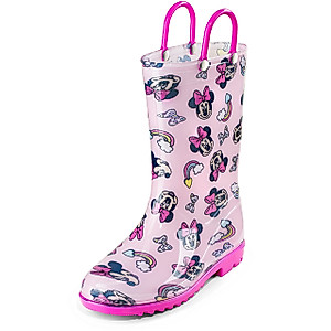 Disney Minnie Mouse Girls Pink PVC Rainboots - Easy-On Handle - Size 9 Toddler