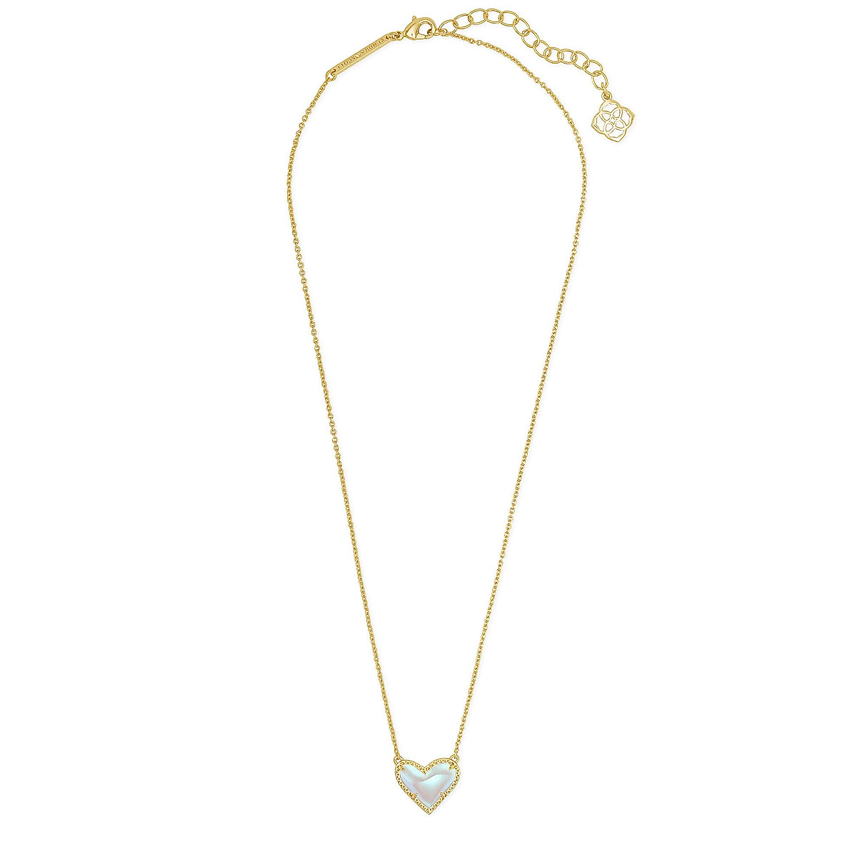 Kendra Scott Ari Heart Pendant Necklace for Women, Fashion Jewelry, 14k Gold-Plated, Dichroic Glass