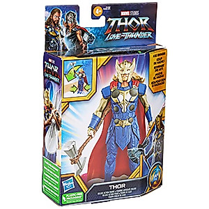 Marvel Studios' Thor: Love and Thunder Thor Toy, 6-Inch-Scale Deluxe Action Figure with Action Feature, Toys for Kids Ages 4 and Up