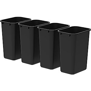 Storex Large/Tall Waste Basket, 15.5 x 11 x 20.75 Inches, Black, Case of 4 (00700U04C)