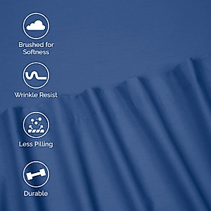 Martex 225 Thread Count Cotton Rich 4 Piece Queen Bed Sheet Set - Queen Sheet Set - 1 Fitted Sheet, 1 Flat Sheet, 2 Pillowcase - Soft – Durable – Wrinkle Resistant Blue Sheet Set (Queen, Blue)