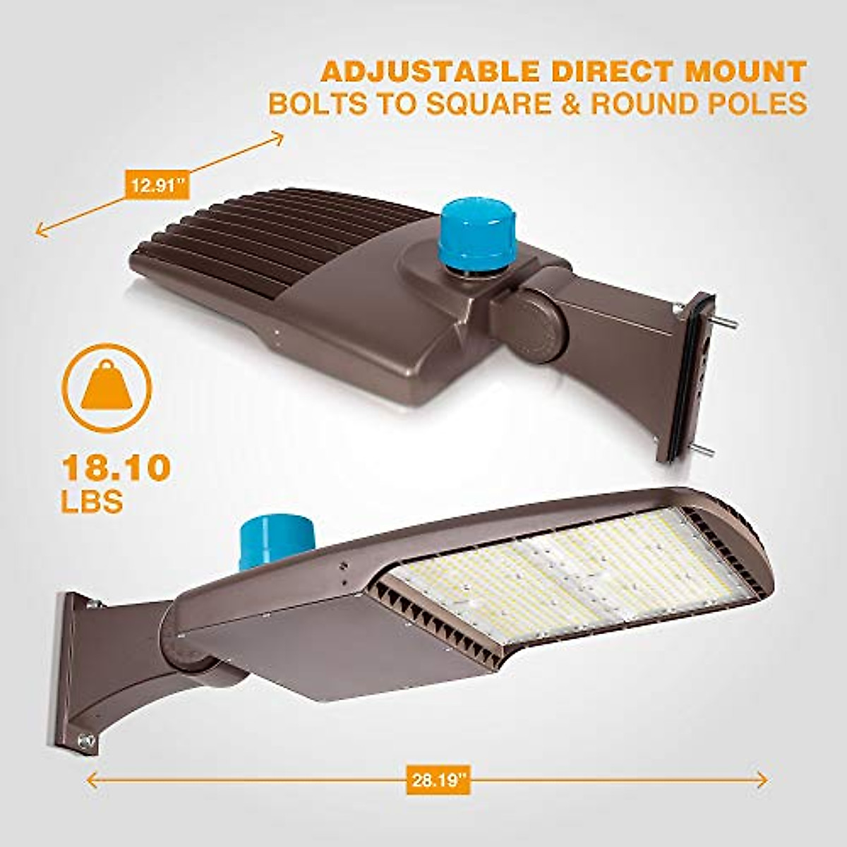 300-Watt LED Parking Lot Lights - 42,000lm - LED Shoe Box Light Replaces 1000W Metal Halide - 5000K Bright White - UL Listed & 140lm/W DLC Premium - Adjustable Direct Mount - 100-277VAC Photocell
