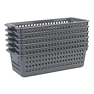 Yarebest Plastic Storage Bins, Small Basket, 6 Pack Grey Baskets