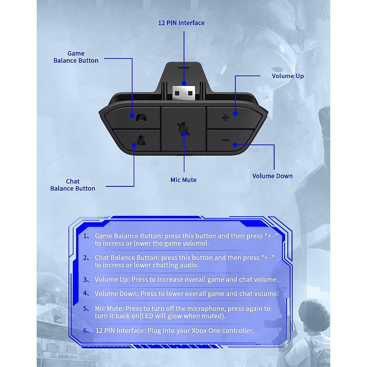 OLCLSS Stereo Headset Adapter for Xbox One, Xbox Headset Adapter, Xbox One Headset Adapter, Adjust Audio Balance (model 2)