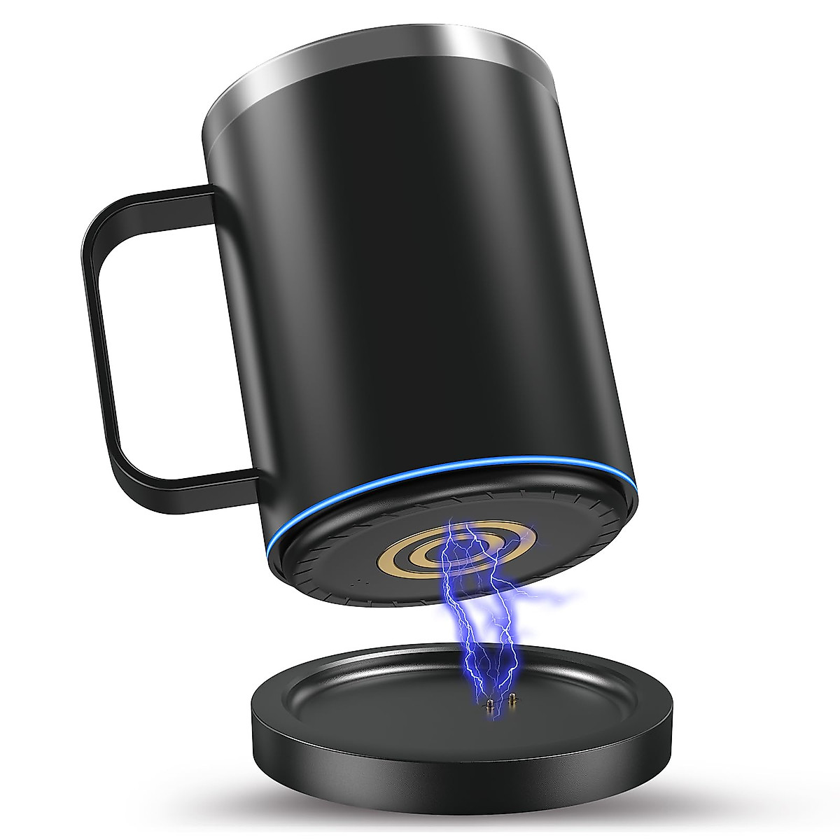 Coffee Mug Warmer & Mug Set,Smart Self Heating Mug,Stainless Steel Mug with Sliding Sip Lid 12 oZ,for Desktop Home Office Hot Drink Cup,Gift for Coffee Lovers, Heating Up to131°F-149°F