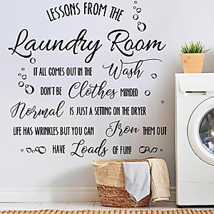 Laundry Room Decal Quote Lessons from The Laundry Room Wall Sticker Laundry Room Vinyl Wall Decal Wash Dry Vinyl Laundry Stickers Washer Quote for Home Apartment Washing Machine Dryer Laundry Room Clo