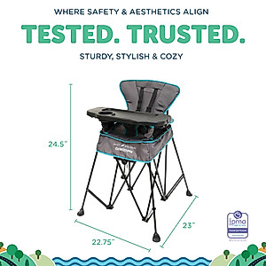 Baby Delight Go with Me Uplift Deluxe Portable High Chair, Indoor and Outdoor,Slate Grey
