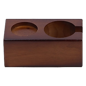 Byged Tamping Station Espresso Tamper Holder, Coffee Tamper Rack, Food Wooden Coffee Tamp Mat, 2 Slots Espresso Tamping Mat(Brown)