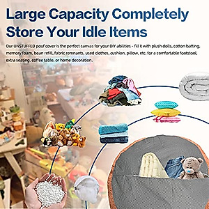 GLAXYFUR Unstuffed Ottoman Pouf Cover,Sherpa Fleece Faux Fur Foot Stool, 20x12 Inches Storage Solution, Floor Bean Bag (No Filler),Foot Rest for Living Room, Bedroom, Cover ONLY Pink