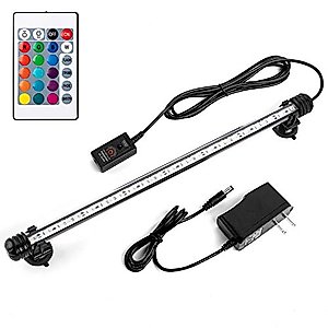 iKefe 15" Color Changing LED Fish Tank Aquarium Submersible Light with Remote/Colored Aquarium LED Tank Lights Fixture for Underwater Decorations, Plant Grow, Saltwater Freshwater Fish, KR5015
