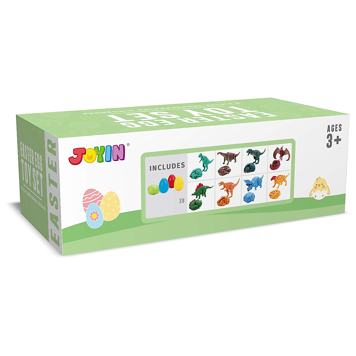 JOYIN 8 PCs Easter Prefilled Hatching Eggs Filled with Deformable Transforming Dinosaur with Movable Joints for Easter Basket Stuffers, Easter Theme Party Favors, Classroom Prize Supplies