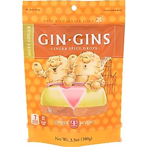 GIN GINS Spice Drops Ginger Candy by The Ginger People – Anti-Nausea and Digestion Aid, Individually Wrapped Healthy Candy – 3.5 oz Bags - Pack of 1