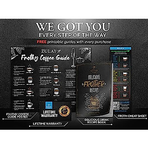 Zulay Executive Series Ultra Premium Gift Milk Frother For Coffee - Coffee Frother Handheld Foam Maker For Lattes - Electric Milk Frother Handheld For Coffee, No Stand (Deluxe White)