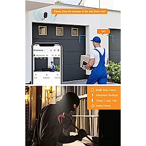 Dzees Outdoor Camera Wireless, Battery Powered WiFi Surveillance Camera for Home Security System with Siren Alarm & Spotlight, Motion Detection, Color Night Vision, IP65 Waterproof Cloud/SD-2-Pack