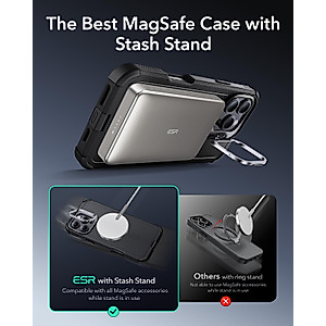 ESR for iPhone 16 Pro Max Case with Stand, 23FT Military-Grade Drop Protection, Heavy Duty Magnetic Phone Case, Compatible with MagSafe Accessories, Cyber Series, Black